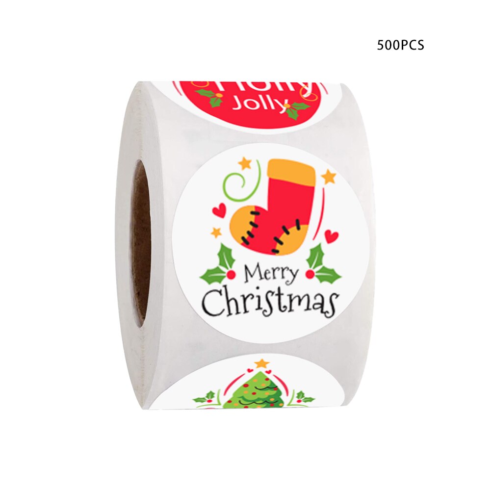 1Roll/500Pcs Round Christmas Sticker Candy Bag Sti... – Grandado