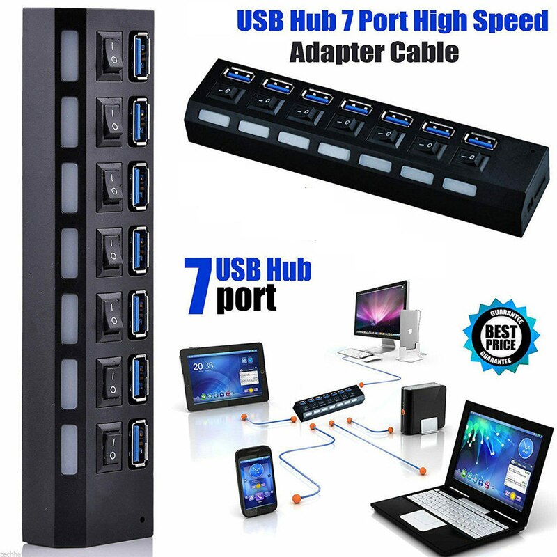 USB Hub 2.0 Multi USB Port 4/7 Ports Hub USB High ... – Grandado