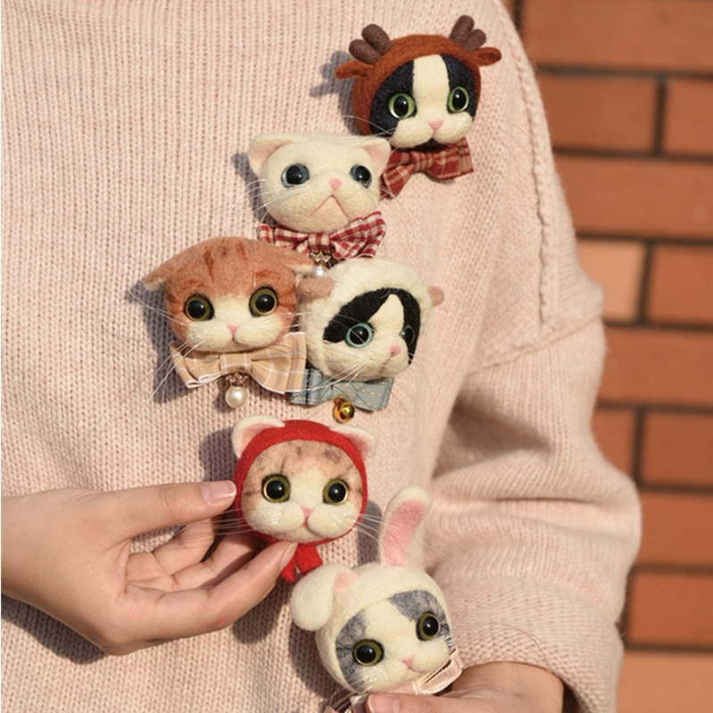 6 Styles of Wool Felt Cat Handmade Material Packag... – Grandado