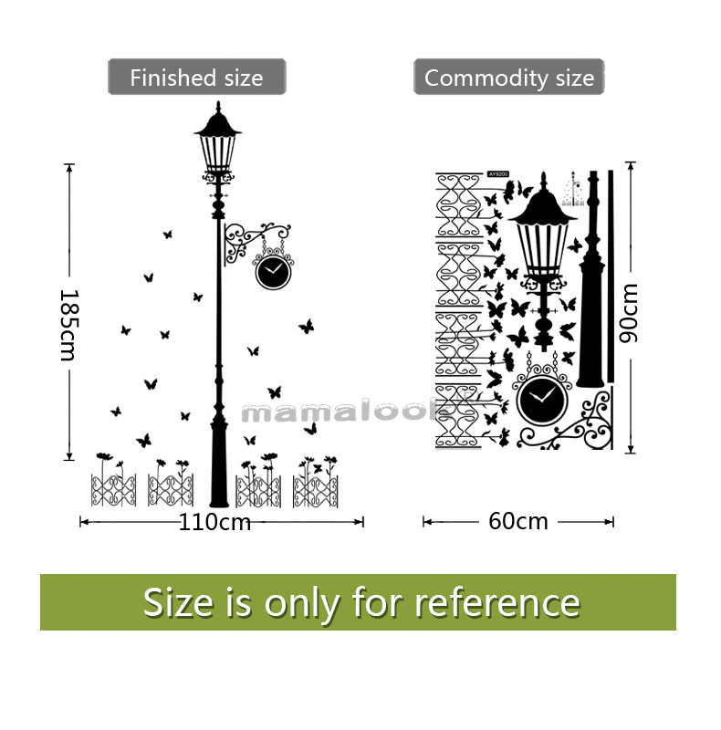 Street Lamp butterfly Wall Stickers Living Room Be... – Grandado