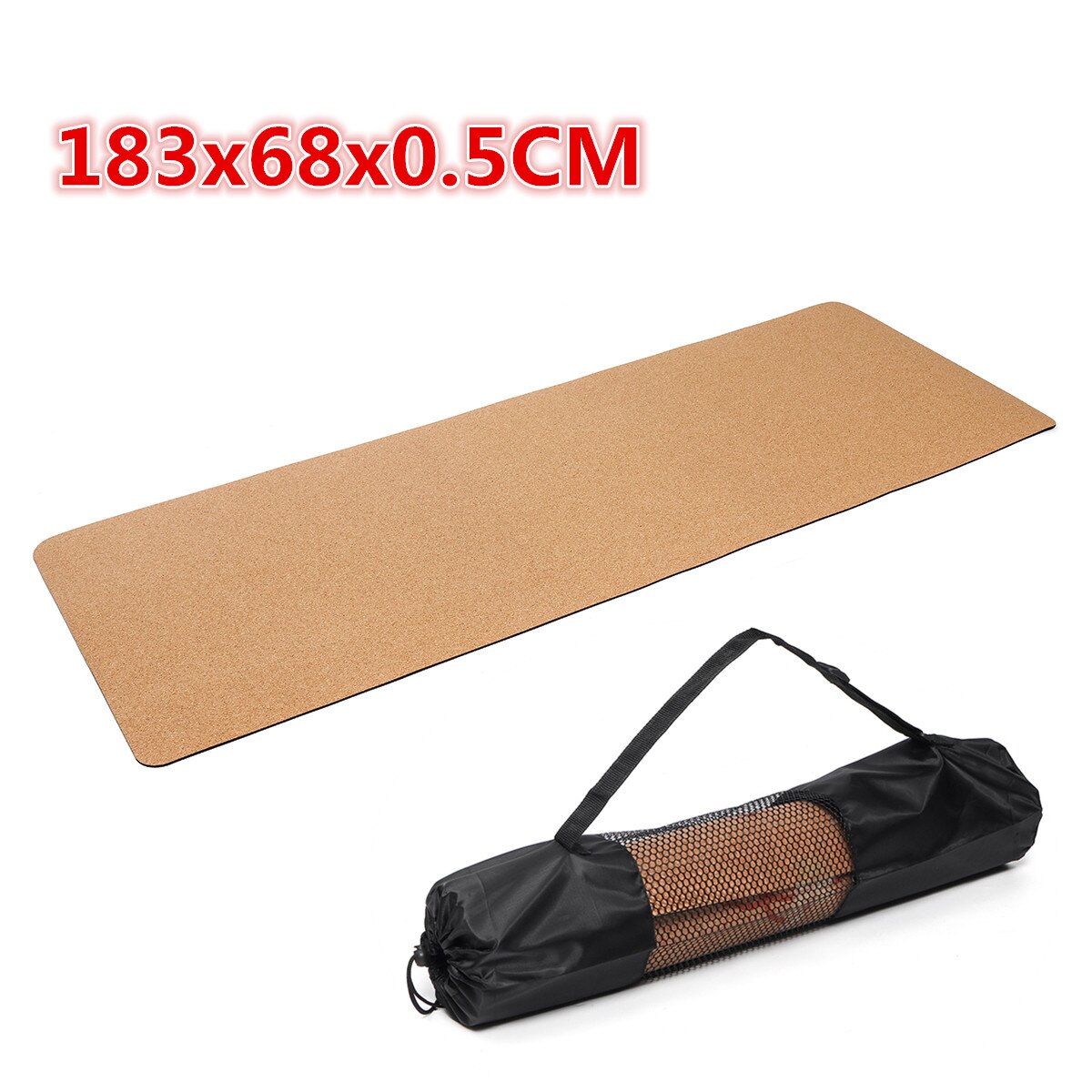 183x68cm Natural Cork TPE Yoga Mat Non-Slip Gym Ma... – Vicedeal