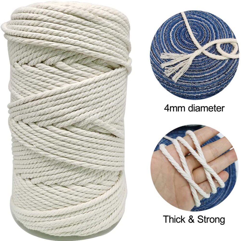 2-100M Natuurlijke Katoen Twisted Touw 1/2/3/4/5/6... – Vicedeal