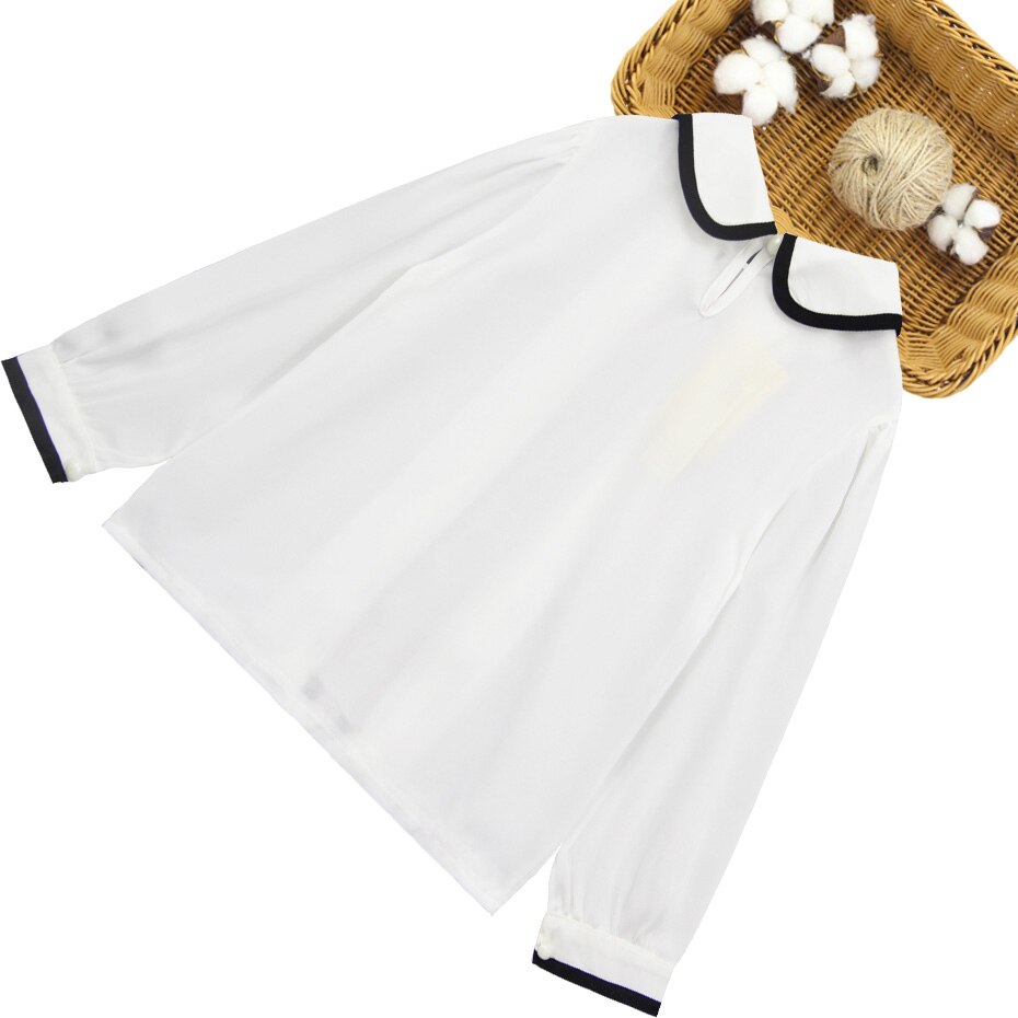 Girls White Blouse Patchwork Girl Shirt School Blo... – Vicedeal
