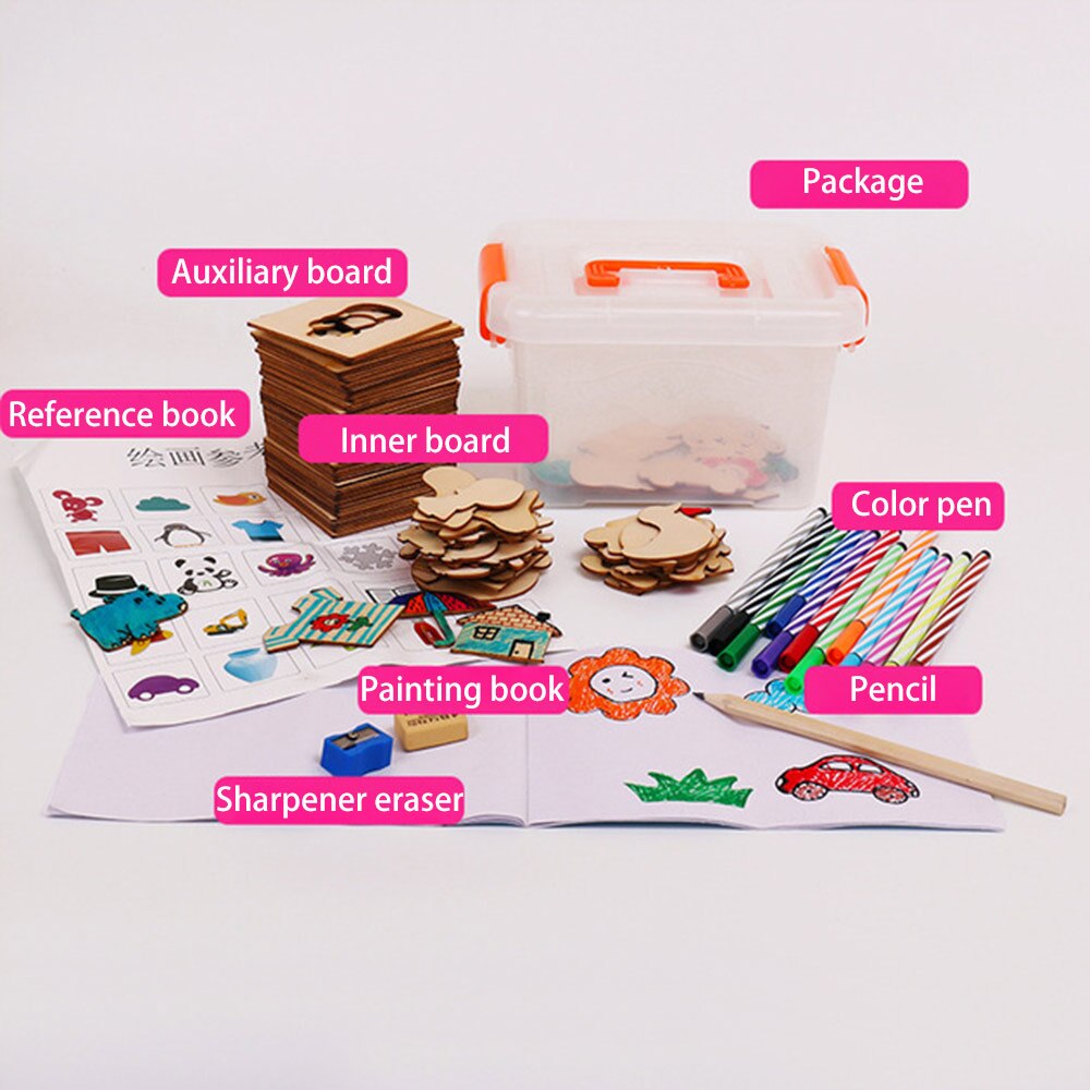 100Pcs Drawing Toys Children Wooden Animal Models ... – Grandado