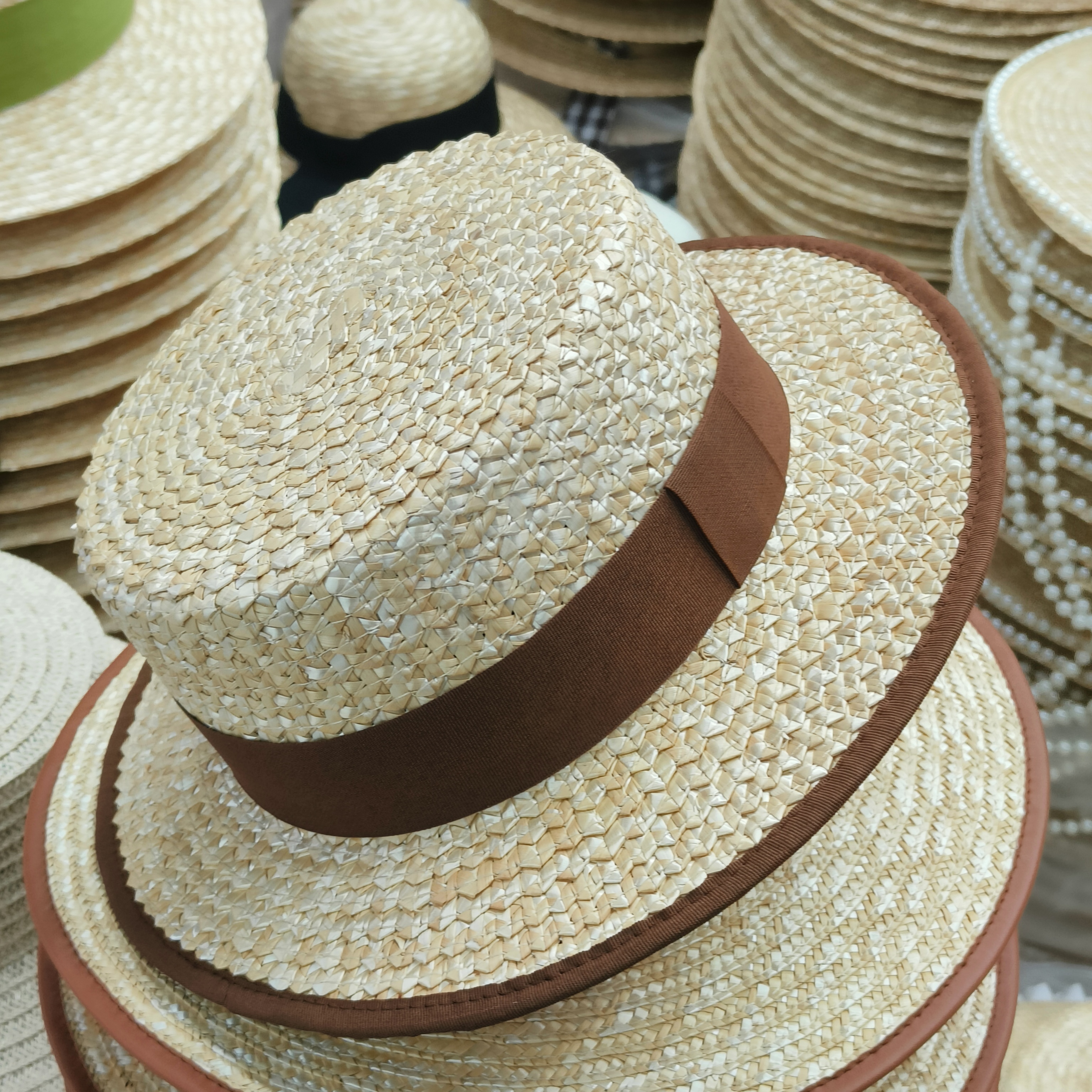 men boater hat natural wheat straw top hat flat ha... – Grandado