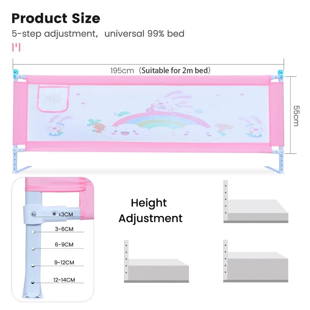 Orzbow Adjustable Baby Bed Barrier Vertical Lift B... – Grandado
