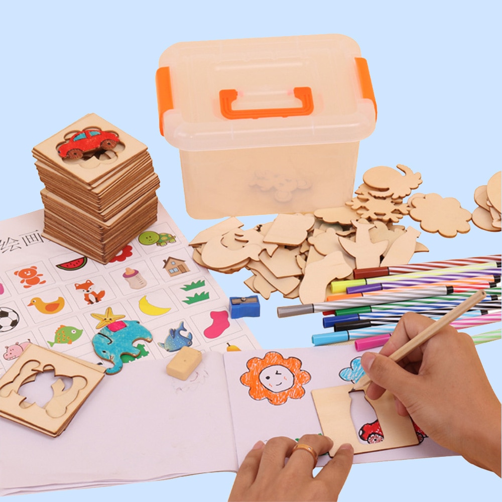 100Pcs Drawing Toys Children Wooden Animal Models ... – Grandado