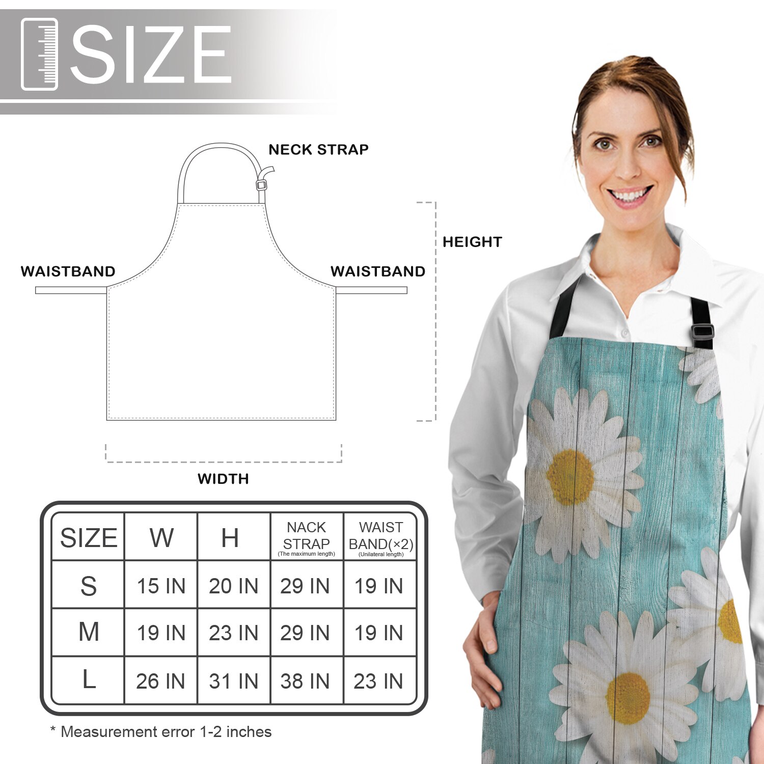 Kitchen Apron Daisy Flower Board Patterns Adjustab... – Grandado