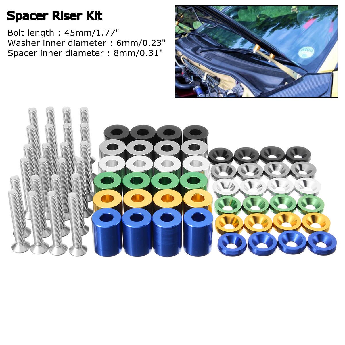 1" 6mm Billet Hood Vent Spacer Riser Kit For Car A... – Grandado