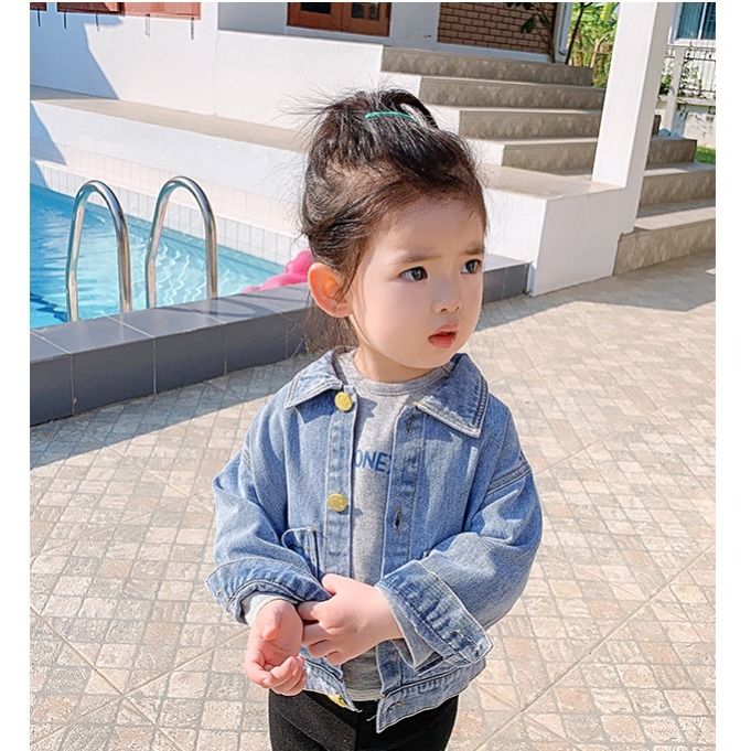 INS baby girls denim coat 1-9 years old children's... – Grandado