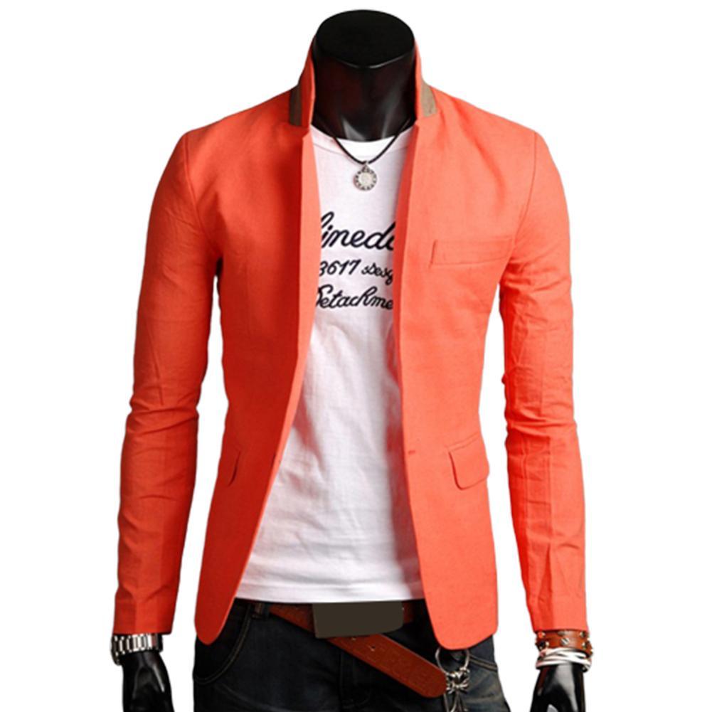 Blazer Men Autumn Solid Color Lapel Collar Button ... – Vicedeal