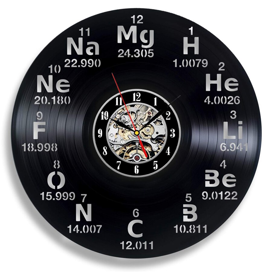 Vinyl Record Wall Clock Chemistry Lab Elements Bio... – Vicedeal