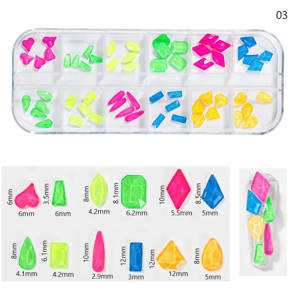 12Grids/Box Crystal AB/Rainbow Mix Shape Fancy Sha... – Grandado
