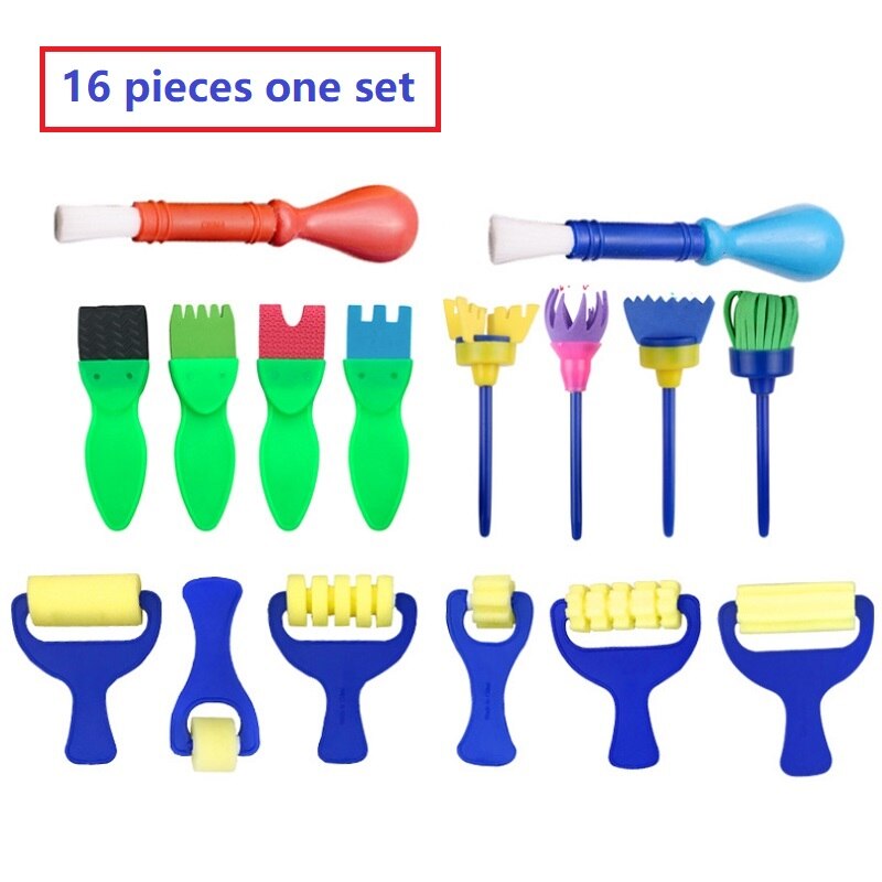 56Pcs/set Children Painting Foam Sponge Brush Apro... – Grandado