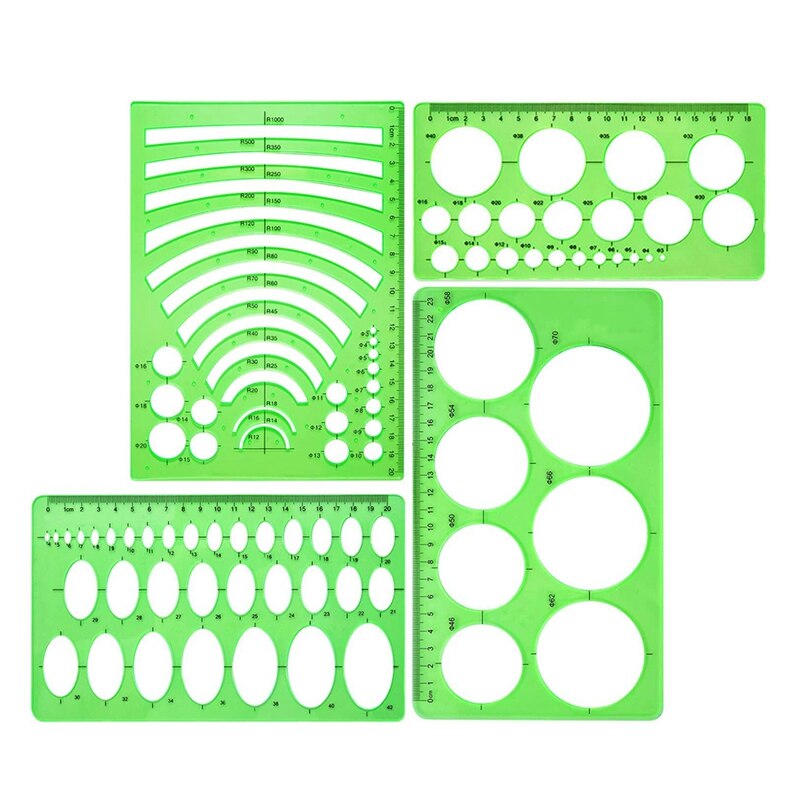 4 Pieces Template Plastic Rulers Circle Oval Circl... – Grandado