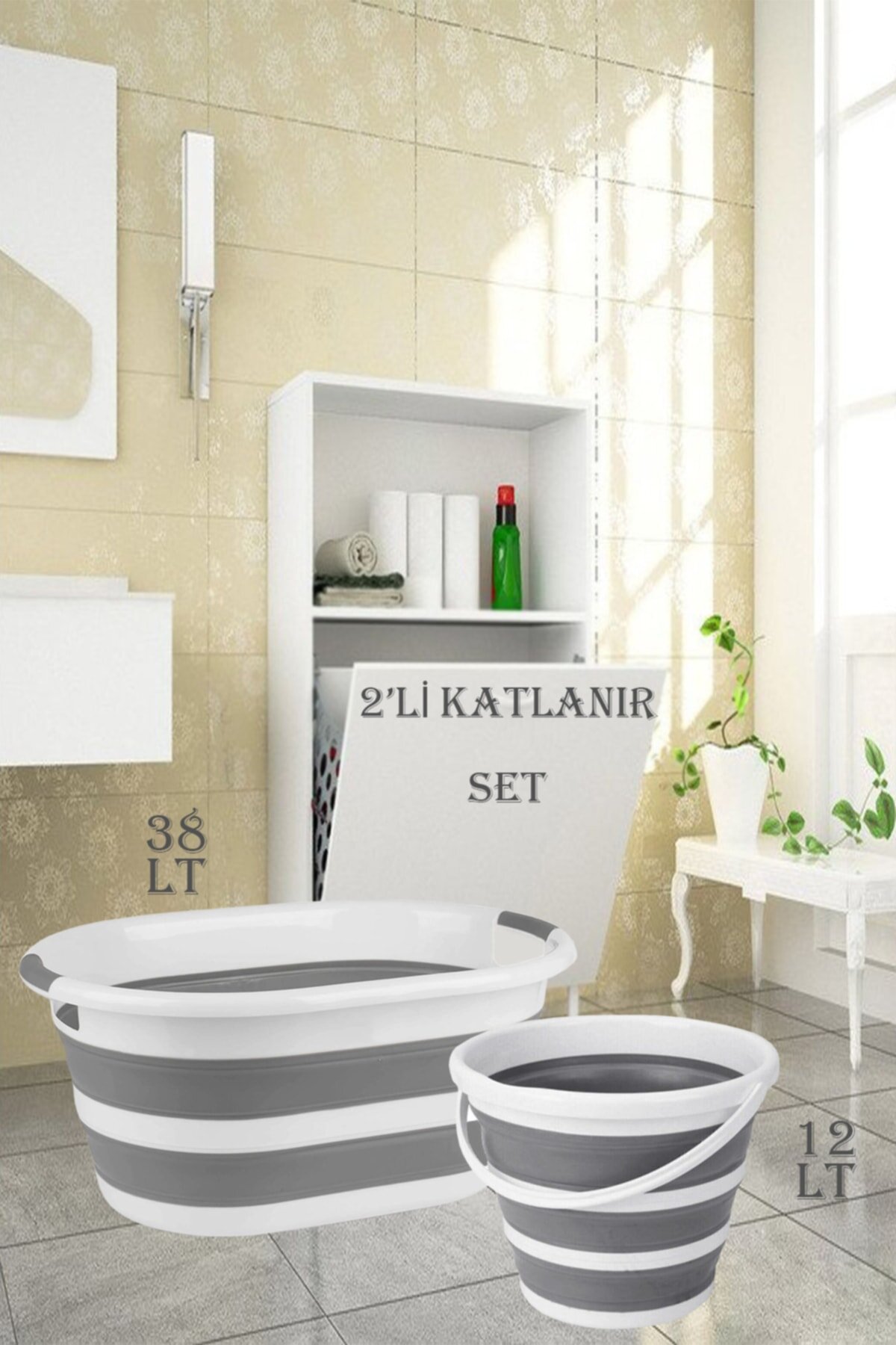 Set of 2 Collapsible Laundry Basket Collapsible Ac... – Grandado