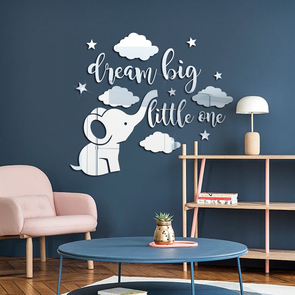 Little Elephant Acrylic Mirror Stickers Wall Stick... – Grandado