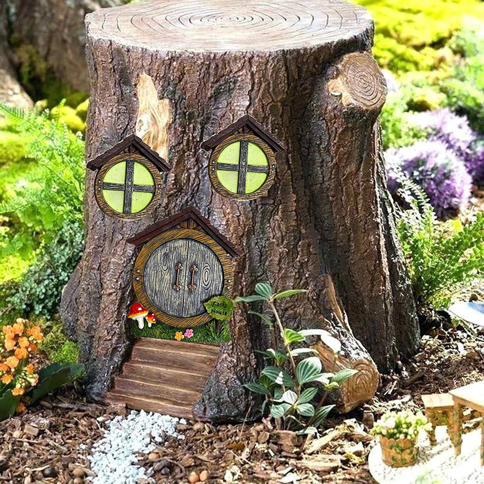 Miniature Gnome Home Window And Door For Trees Yar... – Grandado