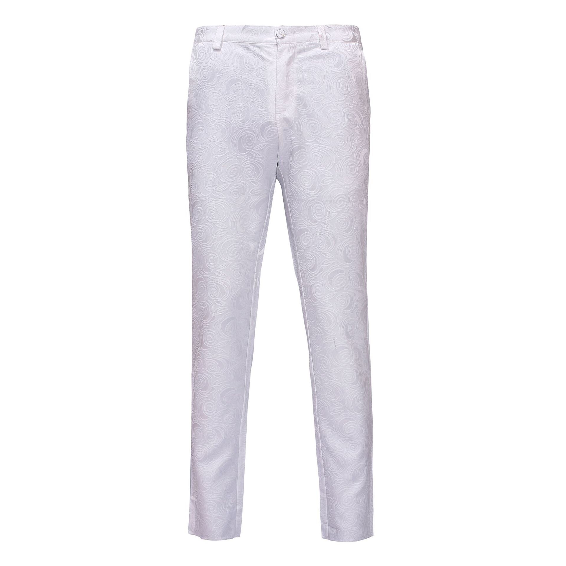 Mens White Rose Jacquard Dress Pants 2022 Brand Sl... – Vicedeal