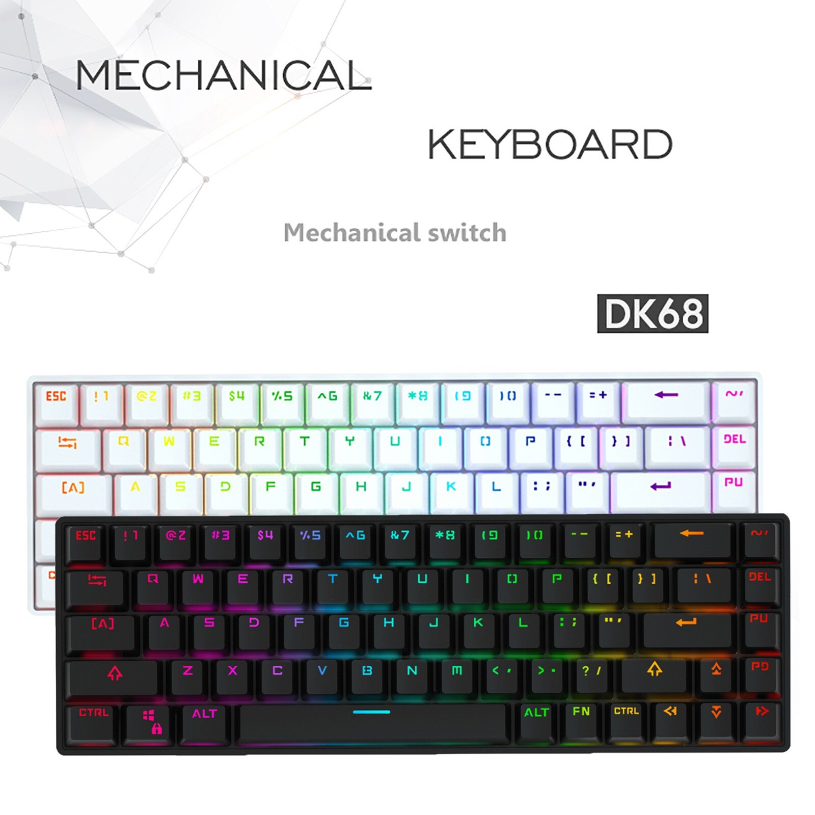 Dk68 Bluetooth Wireless Dual Mode68 Keys Rgb Led B... – Vicedeal