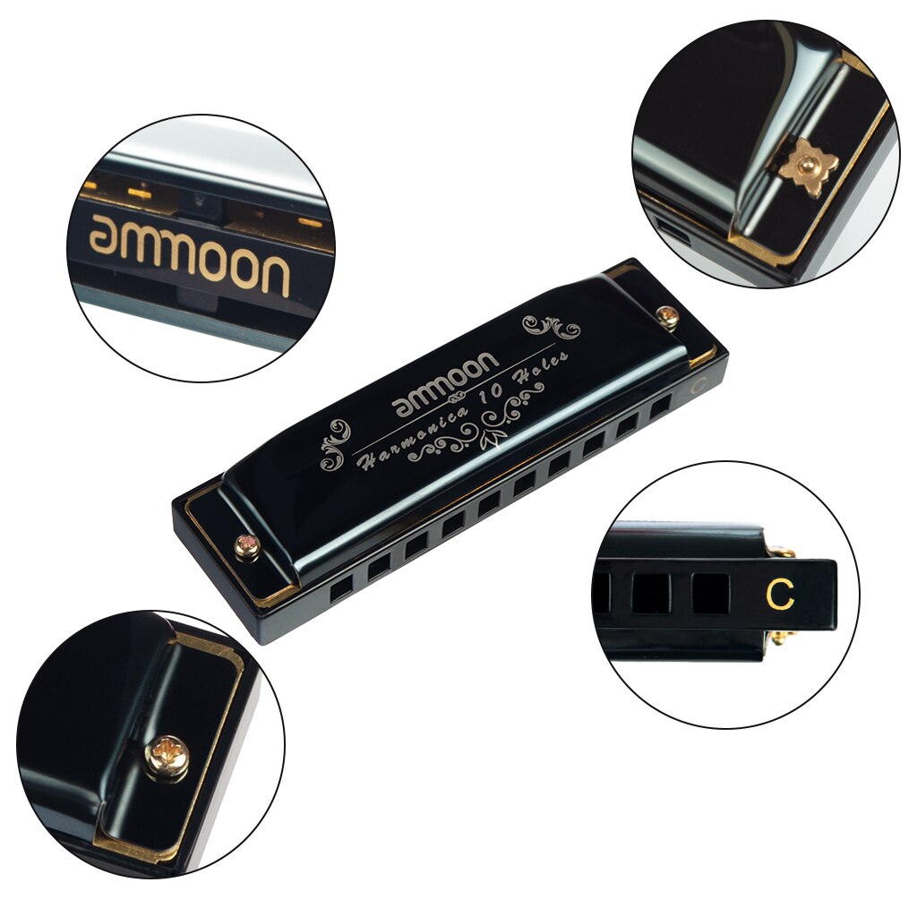 ammoon Harmonicas 10 Holes 20 Tone Key of C Silver... – Grandado