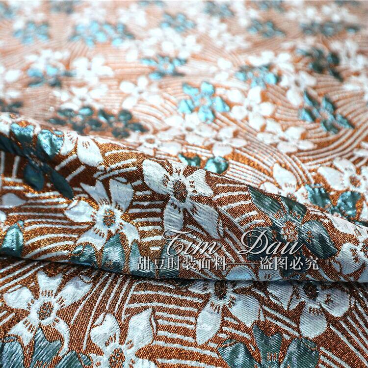 147 cm gold jacquard brocade stof mode jurk windja... – Vicedeal