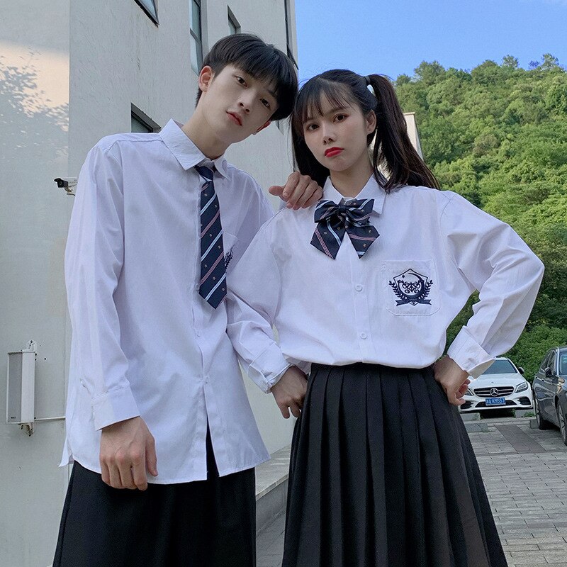 Dk Uniform Shirt Men Spring Summer Long Sleeve Whi... – Grandado