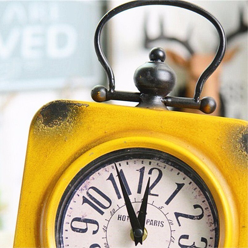 Desk Table Clocks Retro Vintage Square Wrought Iro... – Grandado