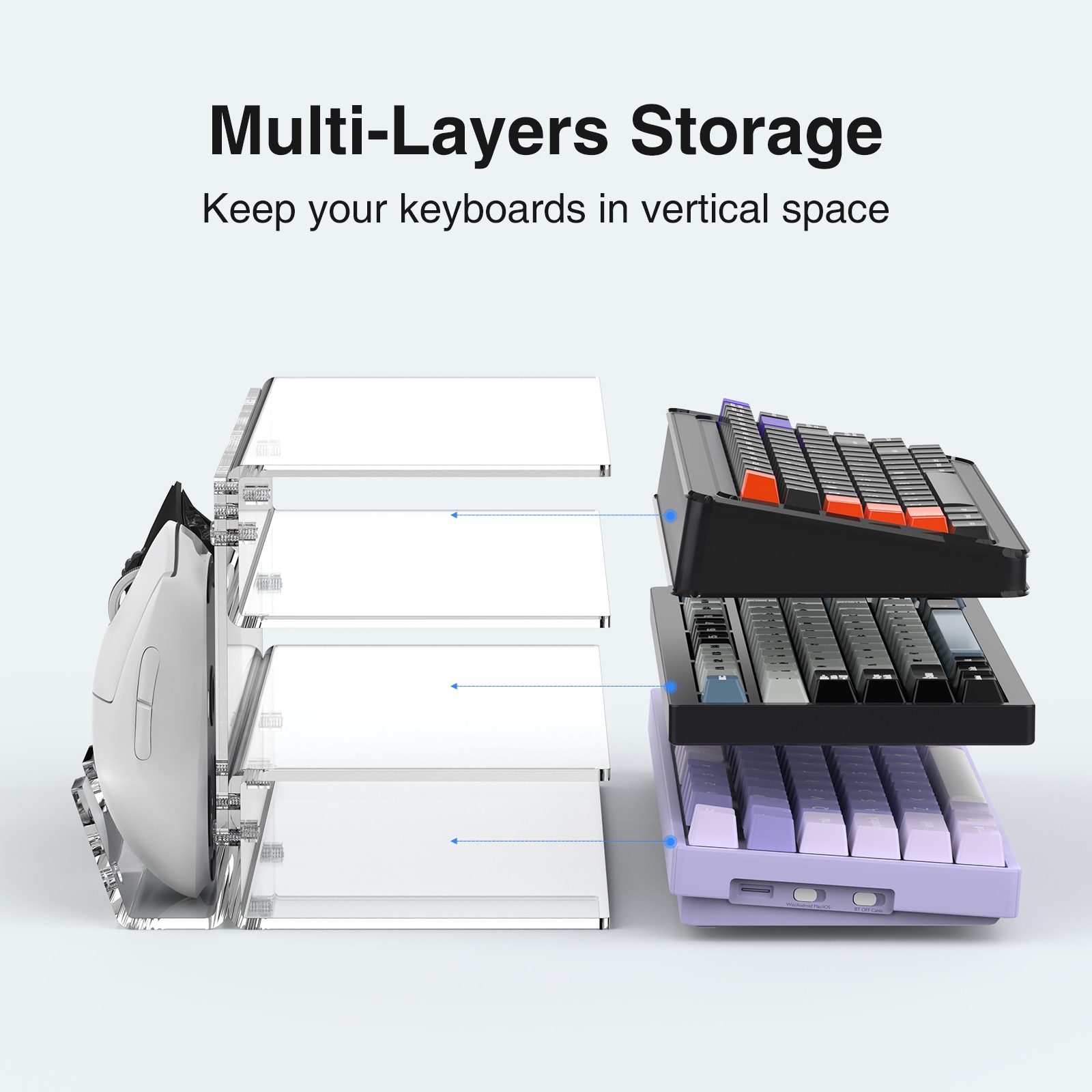 Keyboard Mouse Desktop Organizer Acrylic 3 Tier St... – Vicedeal