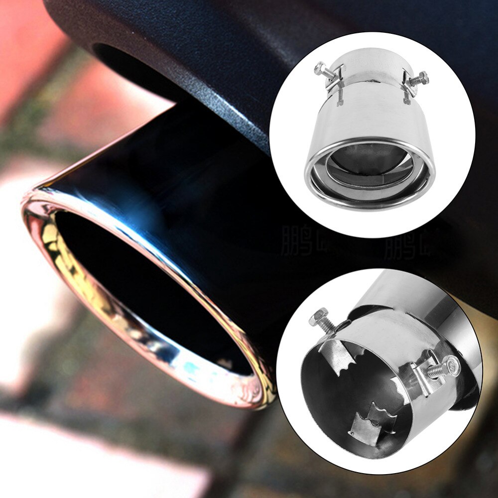 1 stks Achter Ronde Chrome Rvs Auto Uitlaat Staart... – Grandado