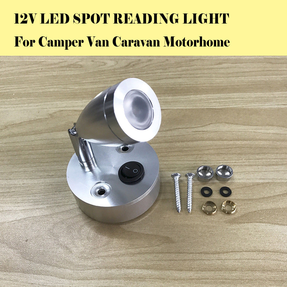 12V Switched LED Spot Reading Light Swivel Bedside... – Grandado