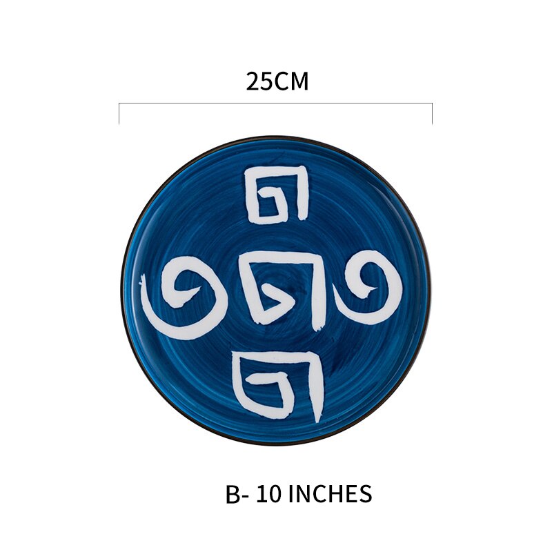 RHE Japanese style hand drawing plates ceramic set... – Grandado