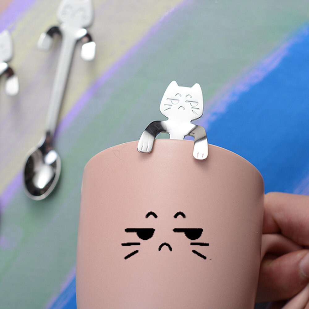 coffee Cute Cat Spoon Long Handle Spoons Flatware ... – Grandado
