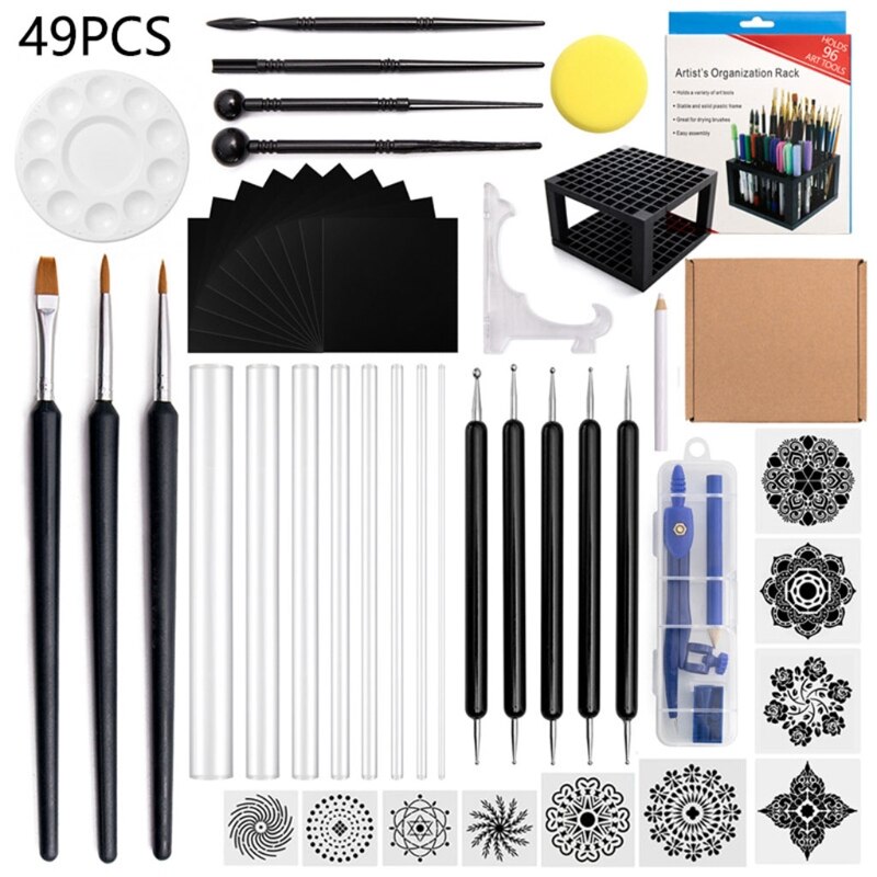 49Pcs Mandala Puntjes Pen Gereedschap Set Stencil ... – Vicedeal