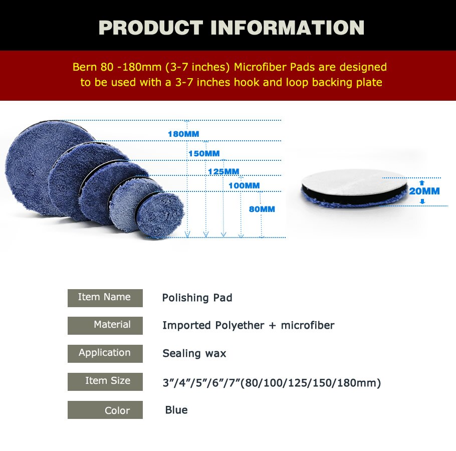 3/4/5/6/7Inch Microfiber Polijsten Pad Pack 10 Pol... – Grandado