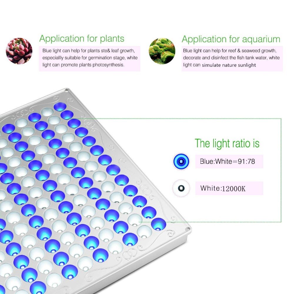 LED Aquariums Light Saltwater Coral Lamp Blue Whit... – Grandado