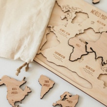 3D Puzzle Continents Child Wooden Toy World Map Im... – Grandado
