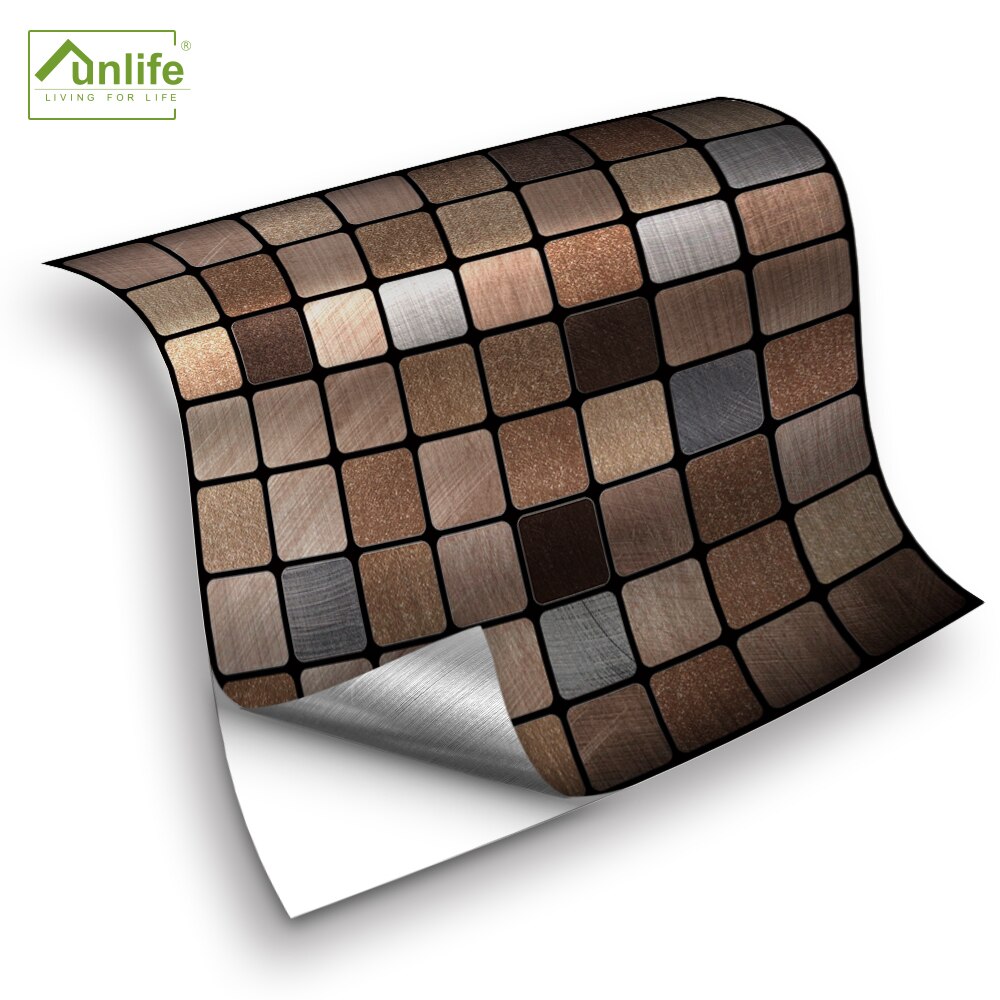 Funlife® Copper Metallic Mosaic Tile Sticker Self-... – Grandado