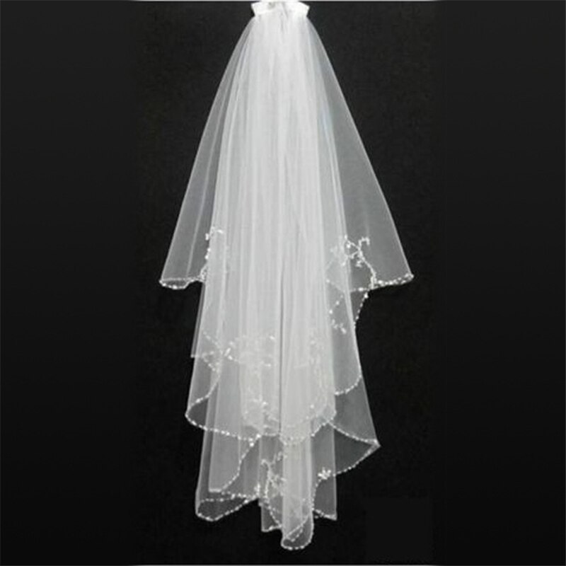 Bridal Veil Two Layers Women's Flower Beaded L... – Vicedeal