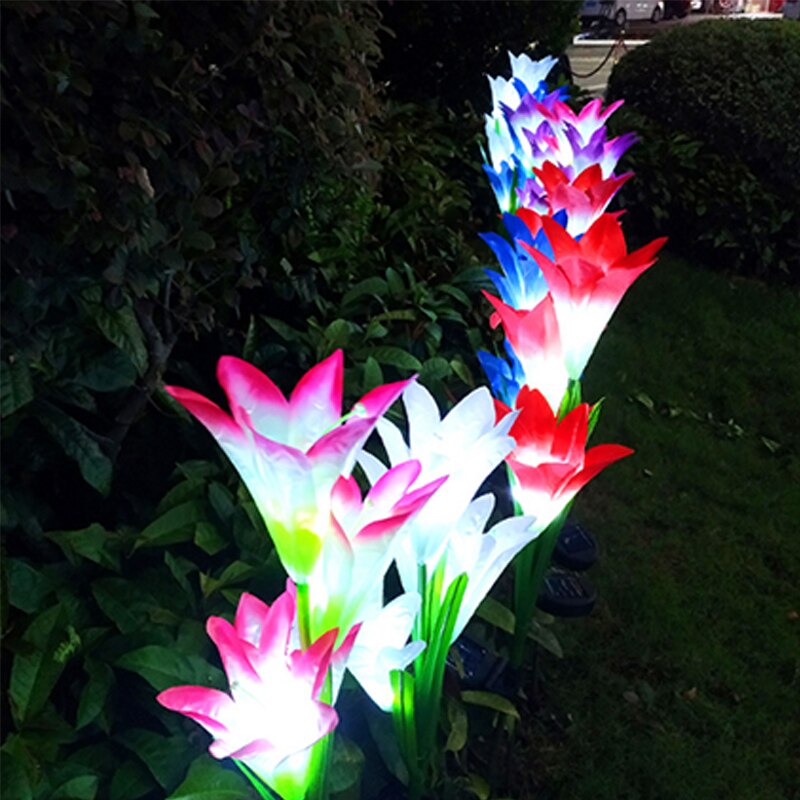 Solar 4 Lily Flower Lamp Outdoor Solar For Garden ... – Vicedeal
