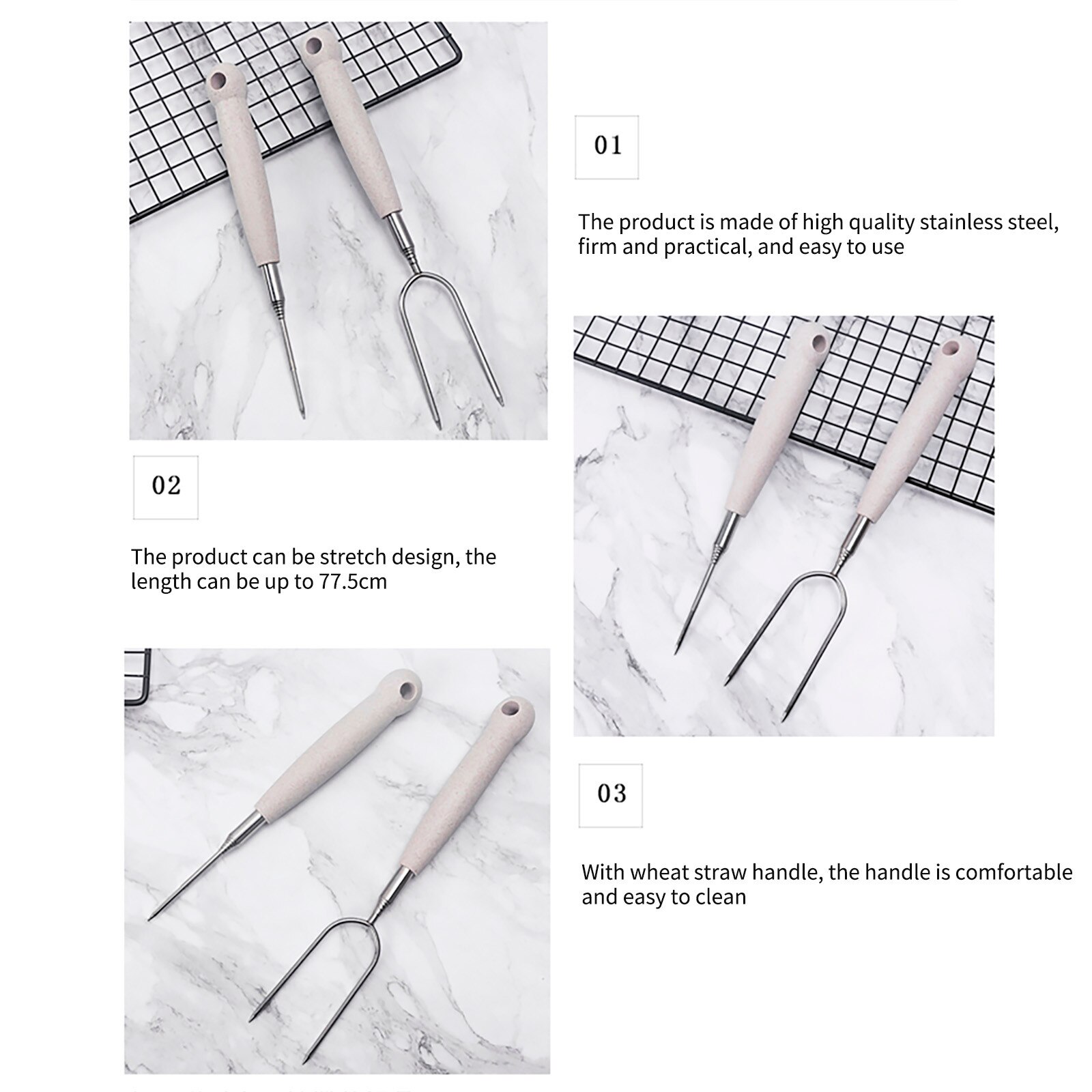 Roestvrij Staal Gegrilde Vlees Barbecue Vork Fruit... – Grandado