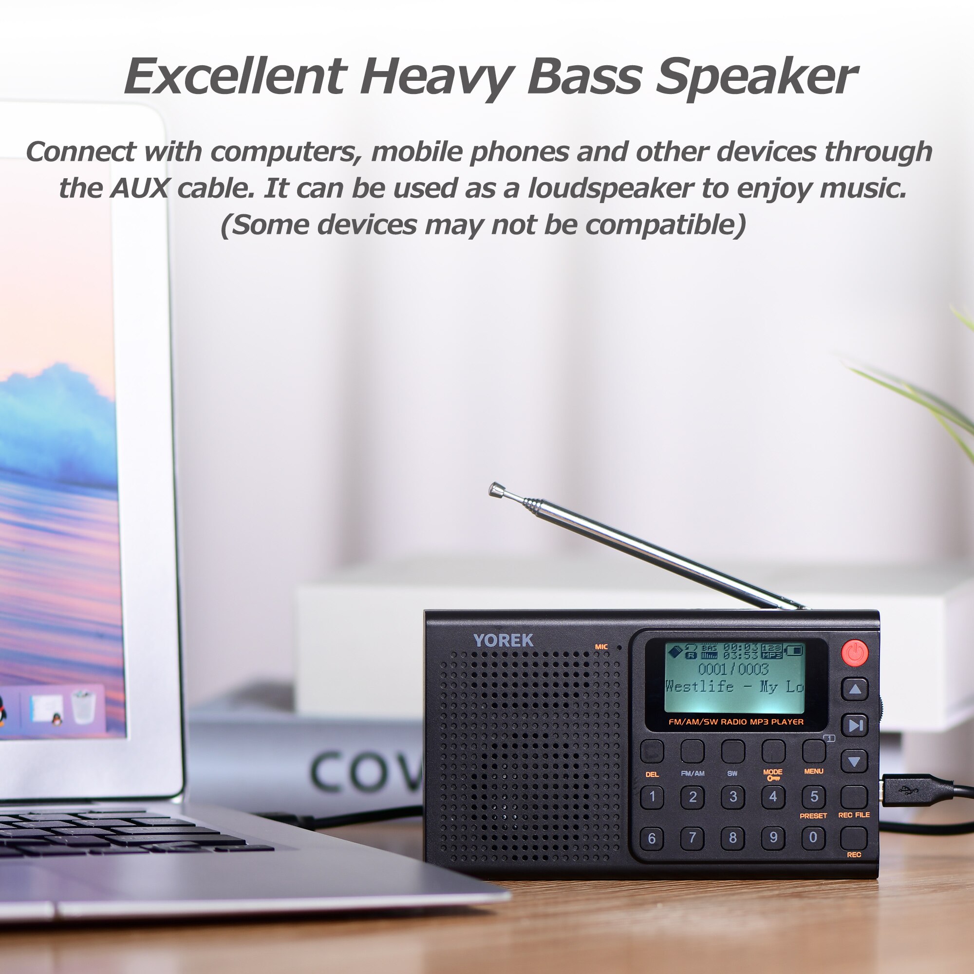 Yorek AM/FM/SW Portable Full Band Radio Recorder, ... – Grandado