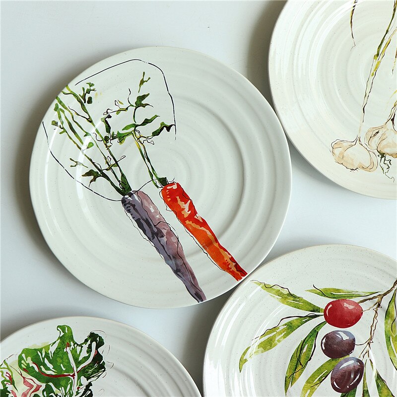 Fruit Vegetable Pattern Ceramic Plate Breakfast De... – Vicedeal