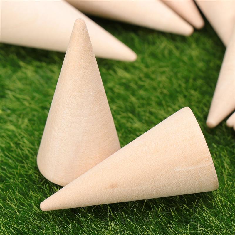 10Pc 2.5x5cm DIY Cones Unpainted Solid Wooden Cone... – Grandado