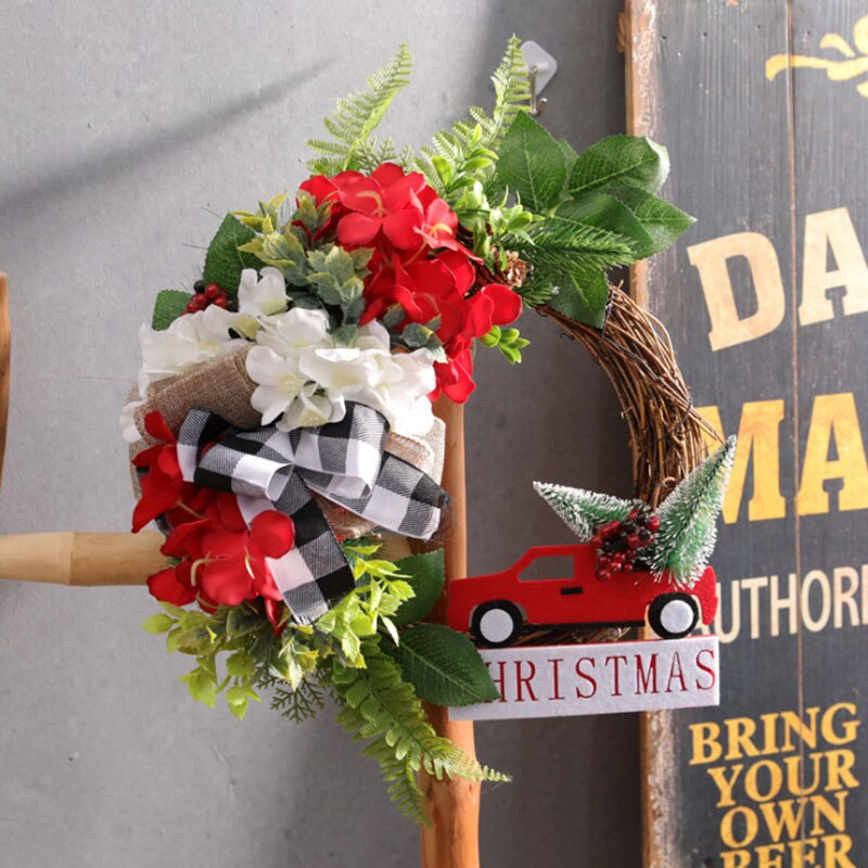 Hoge Rode Vrachtwagen Kerst Krans Rode Vrachtwagen... – Grandado