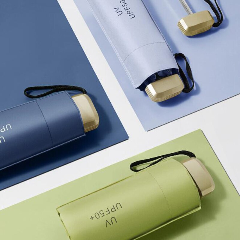 Litet platt hopfällbart paraply regn kvinnor män m... – Grandado