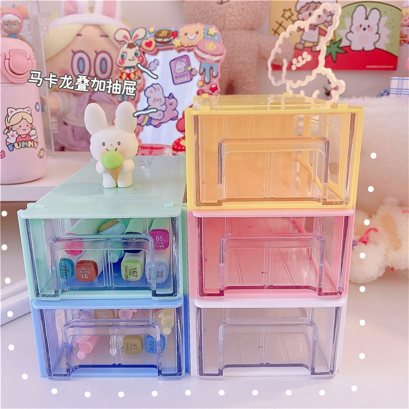 Kawaii Macaron Desktop Mini Drawer Organizing Box ... – Grandado