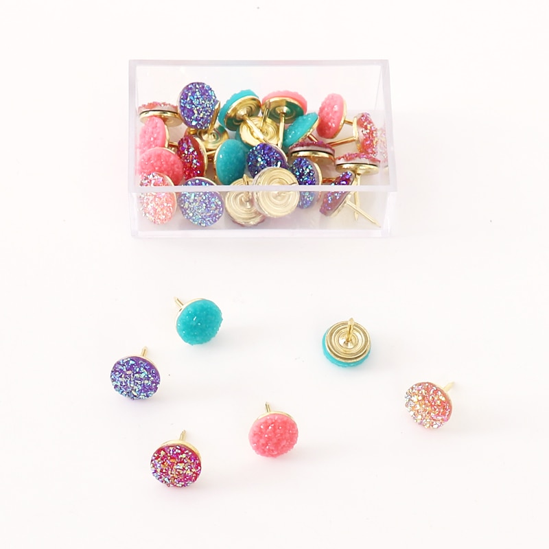 20pcs/box Round Crystal Head Steel Point Push Pins... – Vicedeal