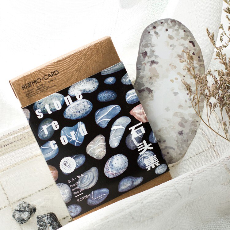30pcs/lot Stone Record Shaped Postcards DIY Letter... – Grandado