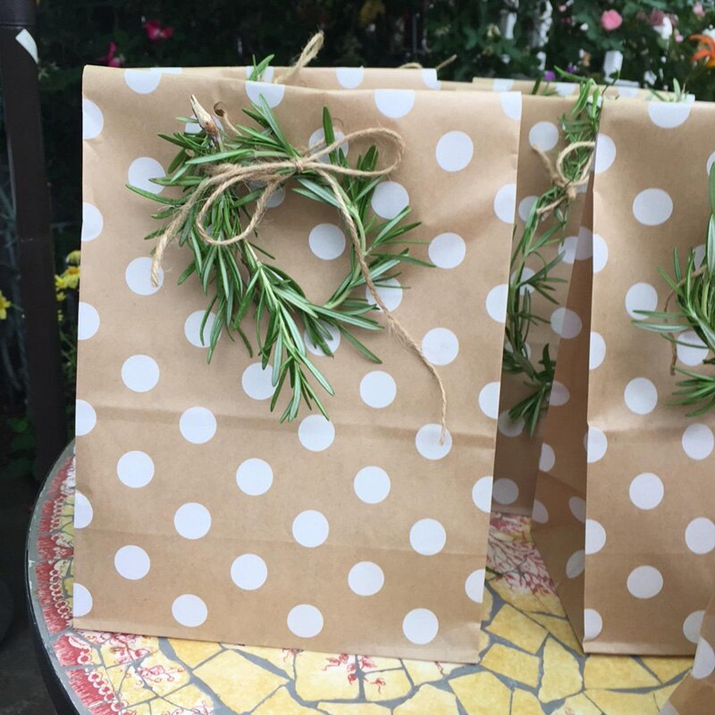 10pcs Kraft Paper Bag Dot Stripe Print Baking Cook... – Grandado